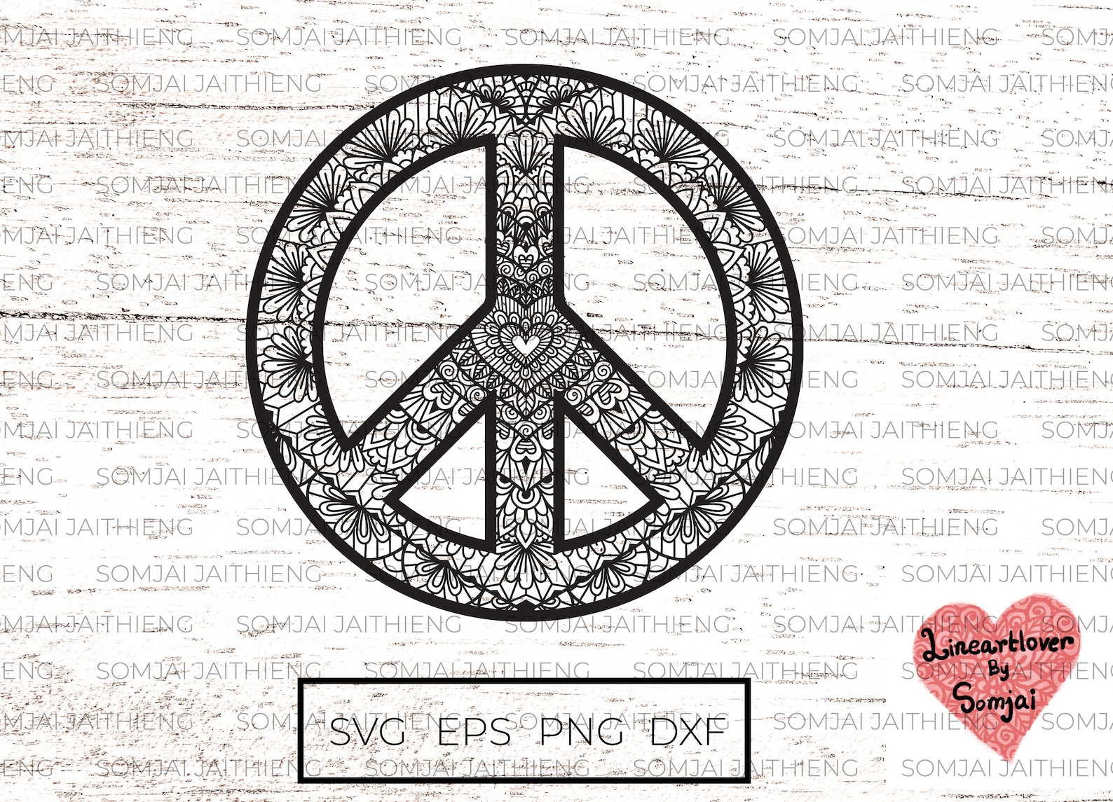 Peace Sign Svg / Heart Shape Mandala Inside Peace Sign Shape - Etsy