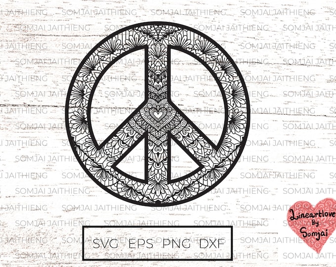 Peace Sign Svg / Heart Shape Mandala Inside Peace Sign Shape - Etsy
