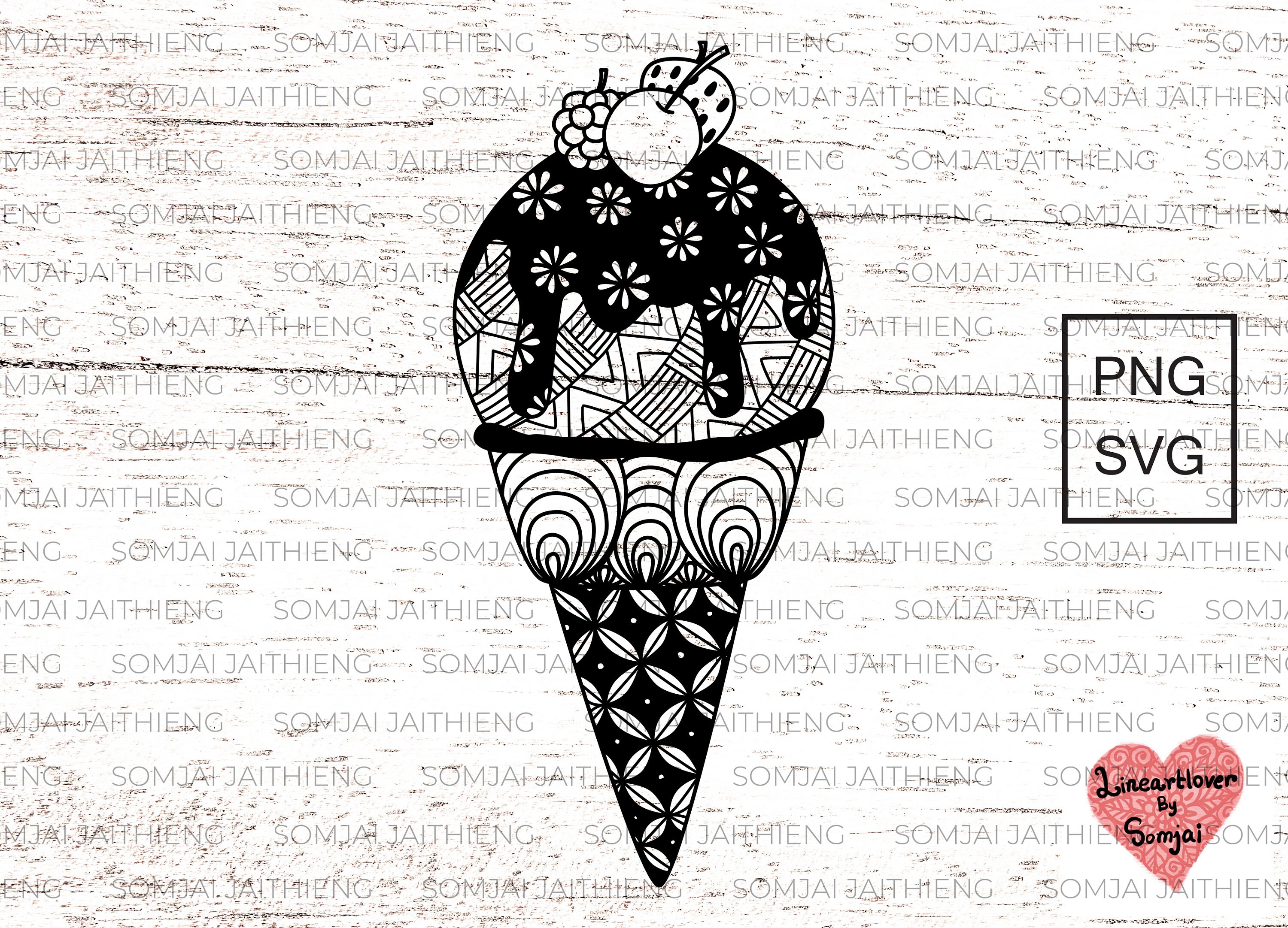6 ice cream design Svg / Ice cream svg / Zentangle Svg / | Etsy