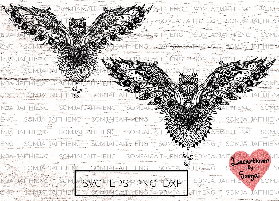 Two Style of Flying Falcon Designs Svg, Falcon Zentangle Svg, Mandala ...
