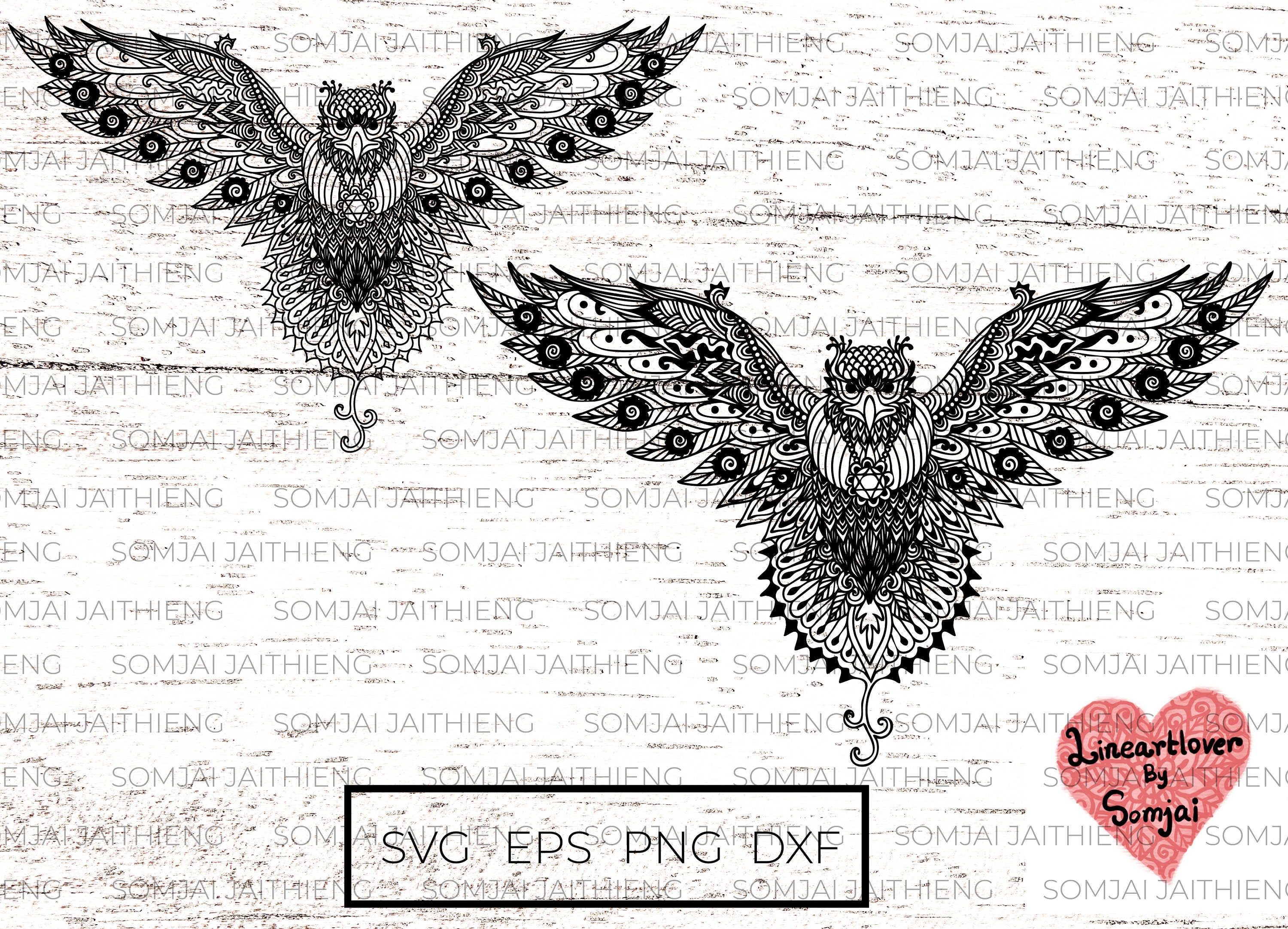 Two Style of Flying Falcon Designs Svg, Falcon Zentangle Svg, Mandala ...
