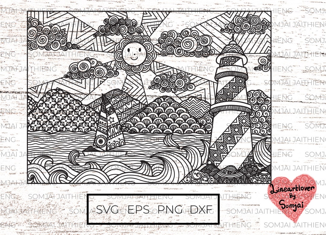 Lighthouse Svg / Lighthouse Zentangle Svg / Zentangle Svg / Mandala Svg ...