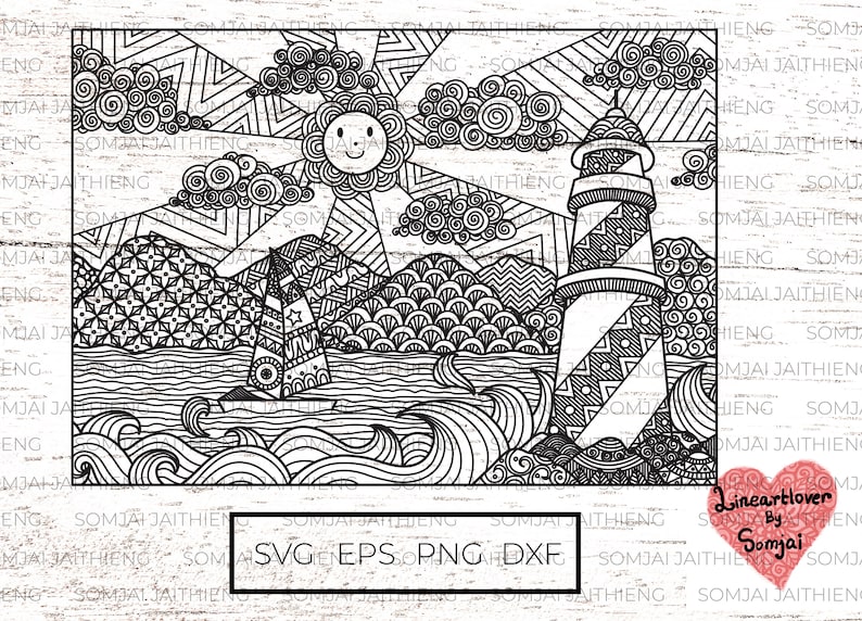 Lighthouse Svg / Lighthouse Zentangle Svg / Zentangle Svg / | Etsy
