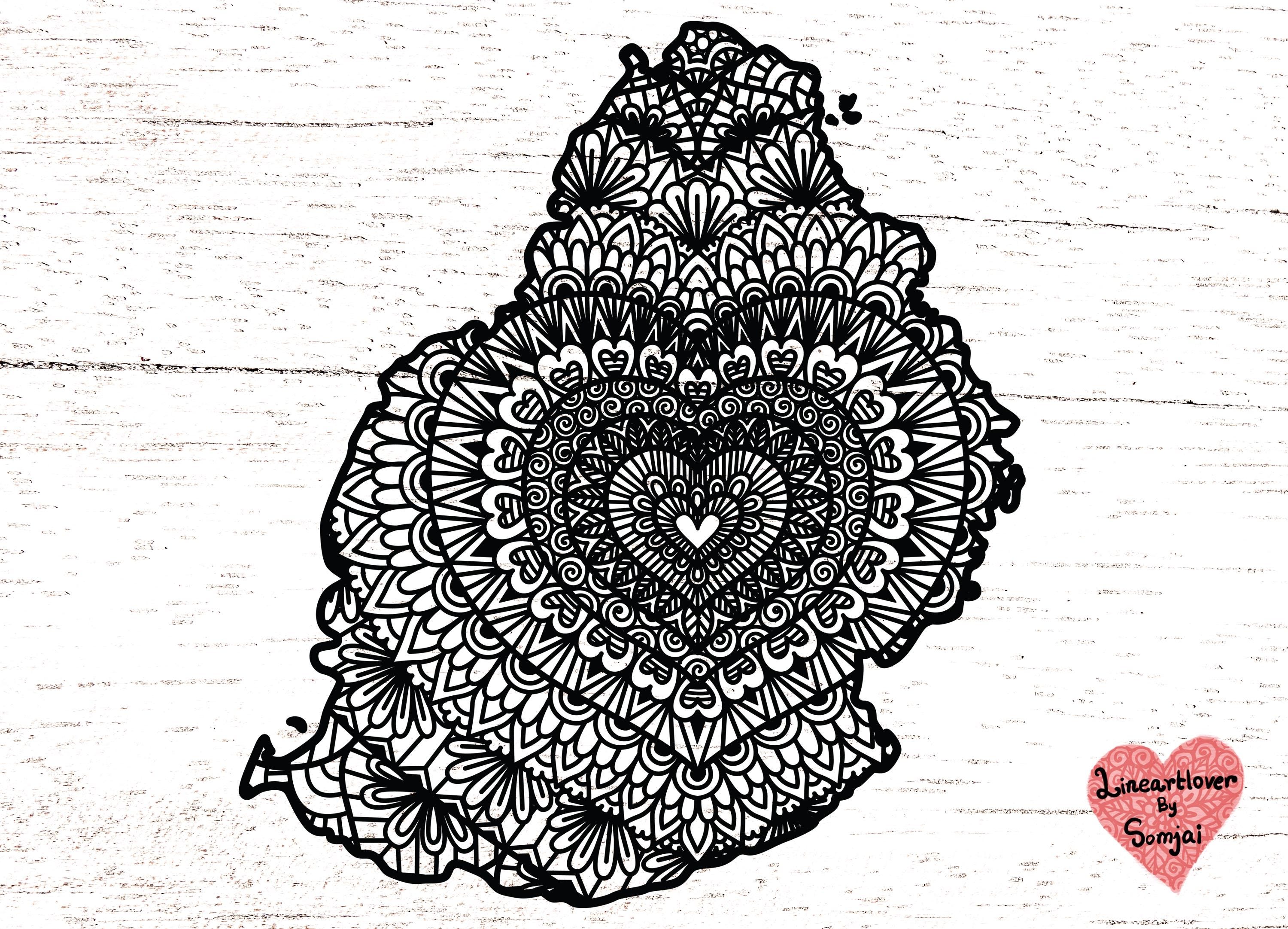 India and Mauritius Maps Svg / Heart Shape Mandala Inside India and ...