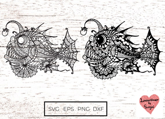 2 Styles of Anglerfish Svg / Zentangle Svg / Mandala Svg/ - Etsy