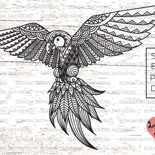 Two Styles of Flying Parrot Svg Parrot Svg Zentangle Parrot - Etsy