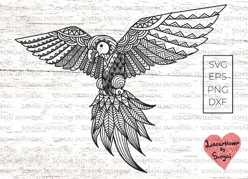 Two Styles of Flying Parrot Svg Parrot Svg Zentangle Parrot | Etsy