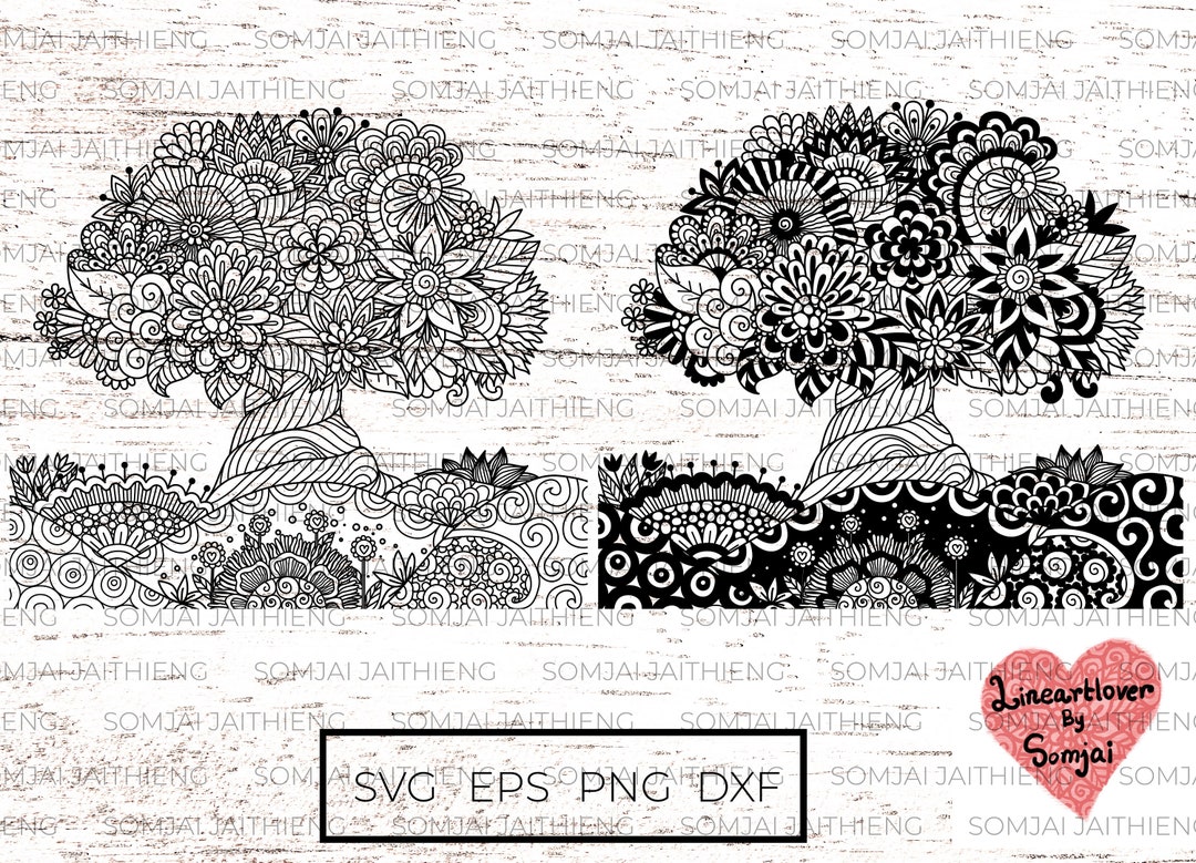 Two Styles of Abstract Tree Svg / Mandala Tree Svg / Zentangle Svg ...