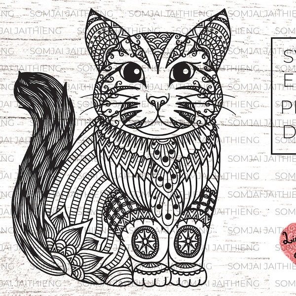 Cat Zentangle - Etsy
