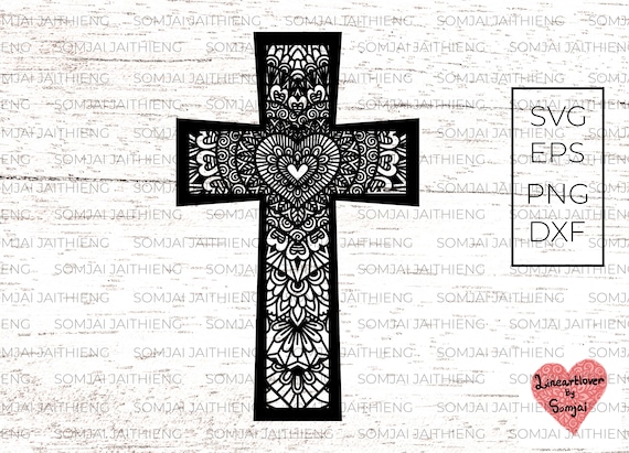 Heart Madala Inside Cross Svg / Owl Svg / Zentangle Cross Svg | Etsy UK