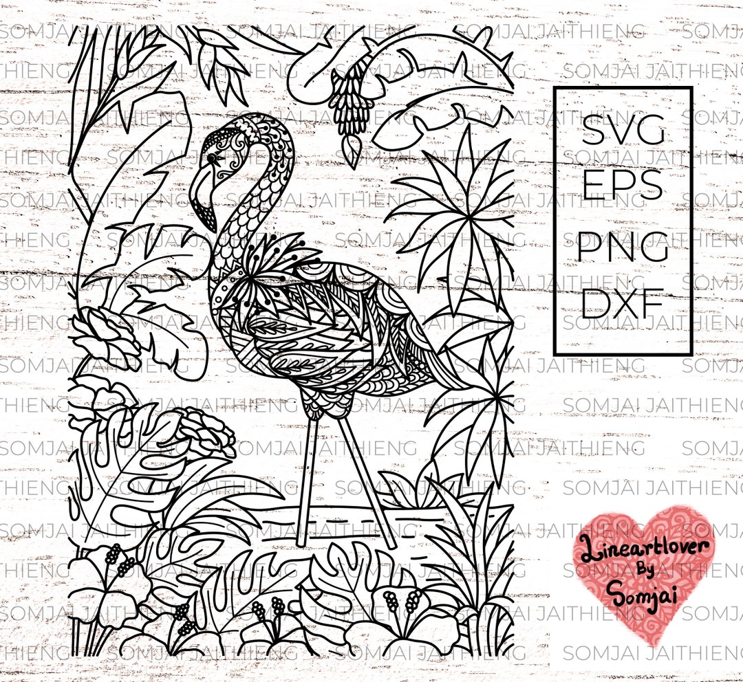 Flamingo Svg/zentangle Svg/mandala Svg/bird Svg/frame Svg/animal Svg ...
