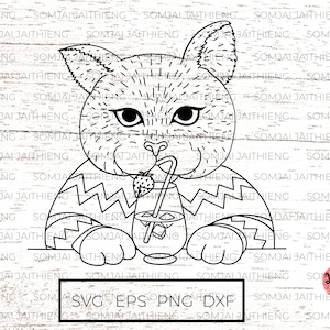 16 Cute Animals With Drinks Svg / Funny Animal With Cocktail Svg / Dog ...