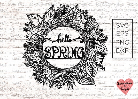 Hello Spring Svg / Hello Spring Sign Svg / Wreath Svg / | Etsy