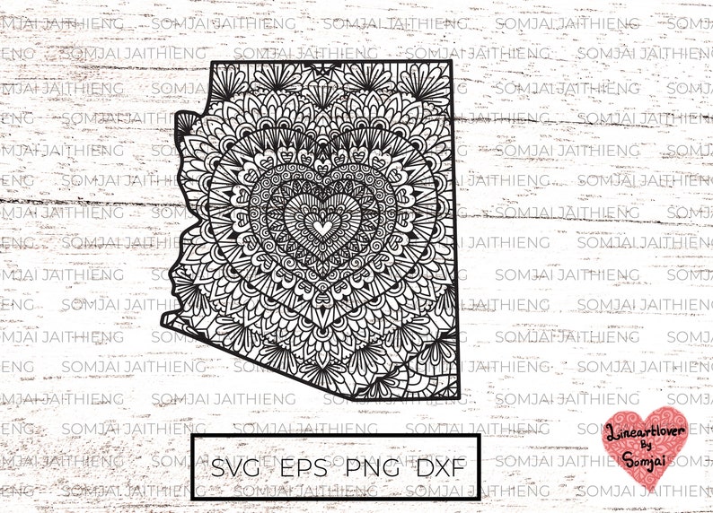 Arizona Map Svg / Heart Shape Mandala Inside Arizona State Svg - Etsy