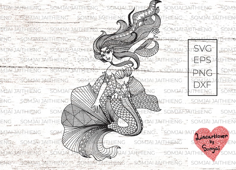 Swimming Mermaid Svg / Mermaid Zentangle Svg / Zentangle Svg / Mandala ...