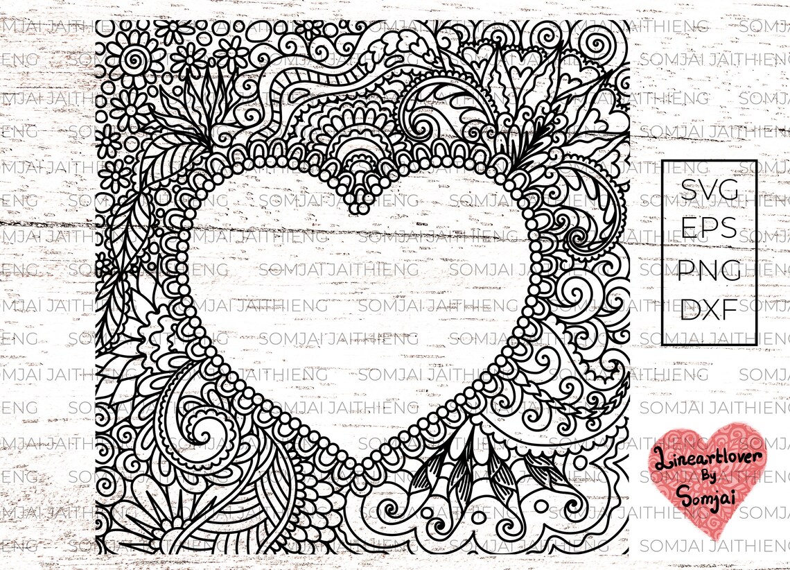 Floral Heart Frame Svg, Heart Frame Svg, Flowers Svg, Love Svg ...