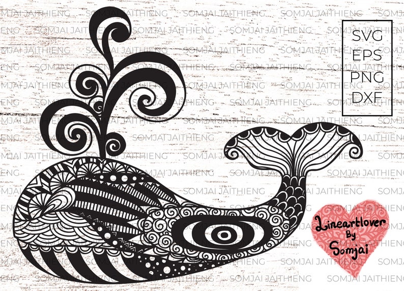Two Styles of Whale Svg, Whale Tail Svg, Zentangle Whale Svg, Boho Svg ...