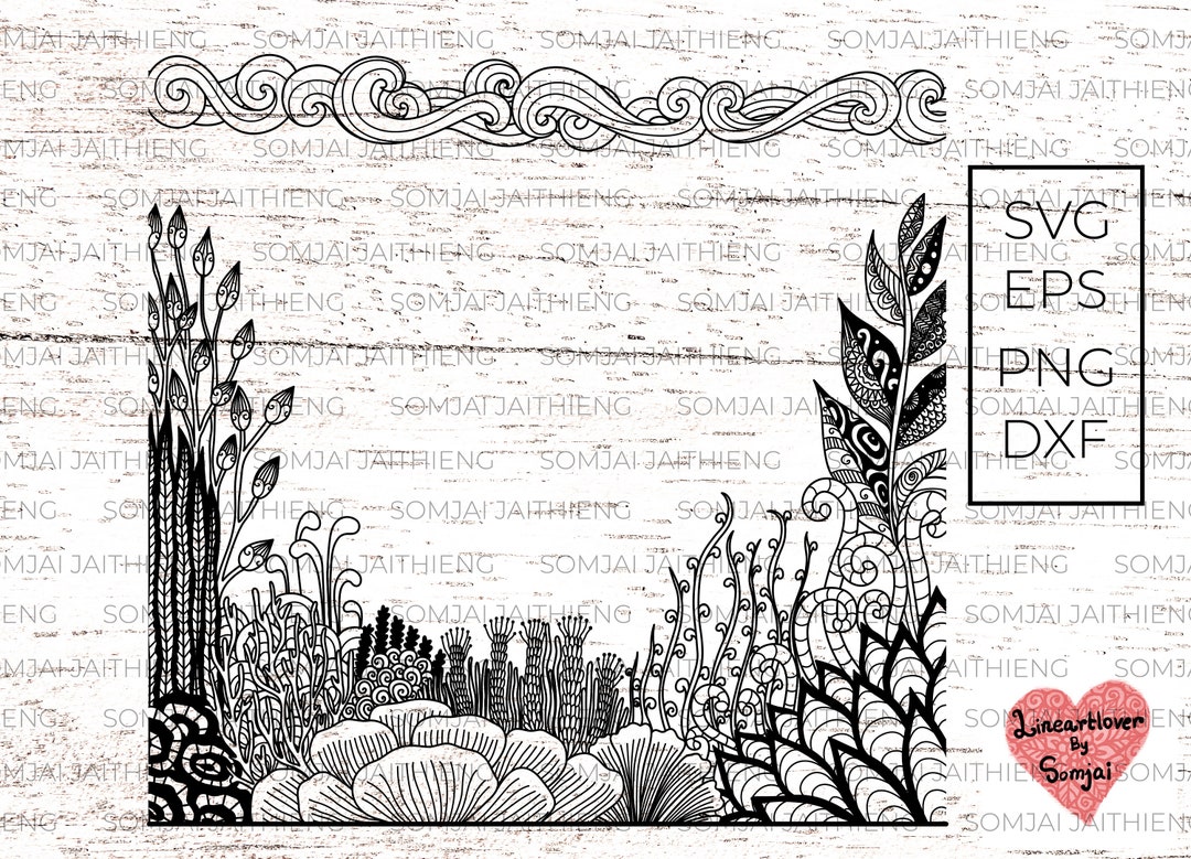 Corals Frame Svg / Zentangle Svg / Mandala Svg / Coral Reef Svg / Under ...