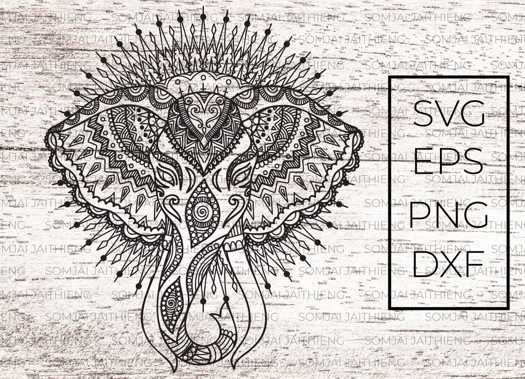 Mandala Elephant SVG Ethnic Elephant SVG, Elephant Head SVG, Zentangle ...