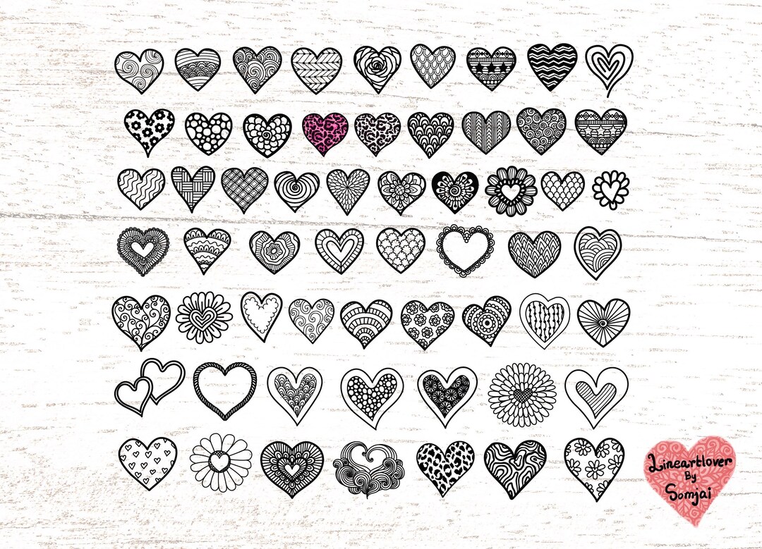 56 Styles of Heart Svg,doodle Heart Svg Bundle, Heart Mandala Svg ...