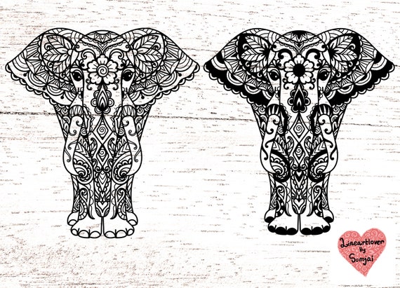 Zentangle Elephant Svg