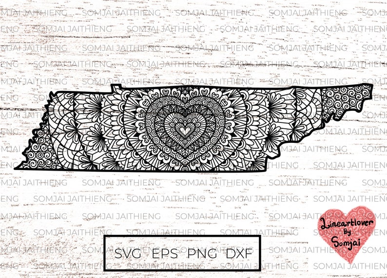 Tennessee Map Svg / Heart Shape Mandala Inside Tennessee Map - Etsy