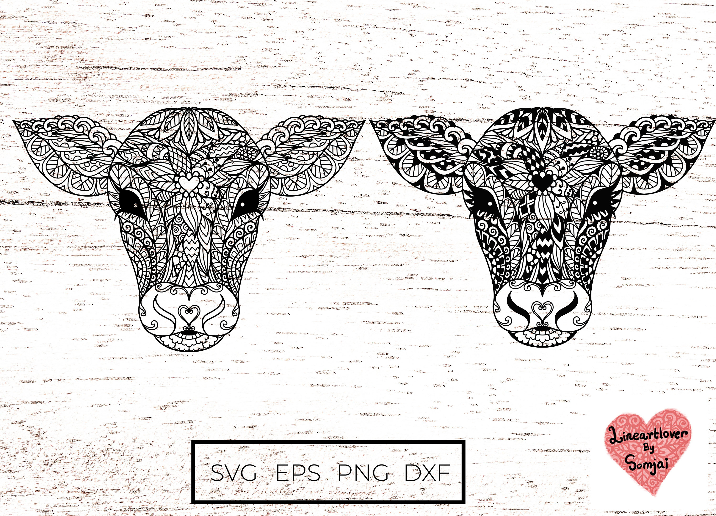 2 Syles of Calf Svg Cow Svg Cow Mandala Svg Zentangle Svg - Etsy