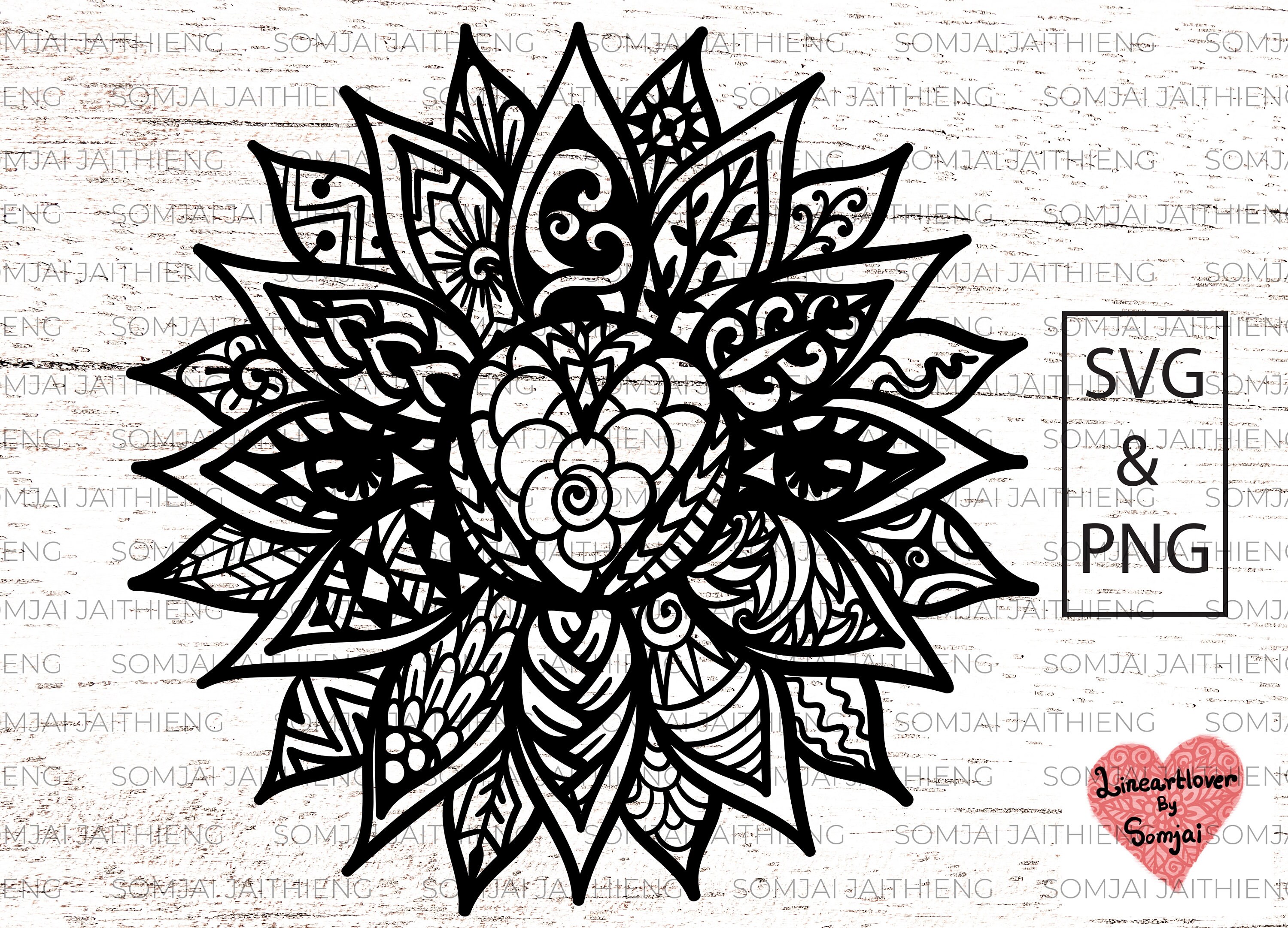 4 Designs of Hand Drawn Sunflower Mandala Style for Both Personal Use ...