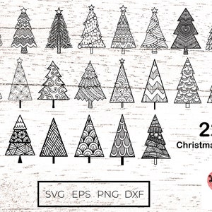 22 Christmas Trees Svg /pine Tree Svg, Zentangle Svg / Mandala Svg /svg ...