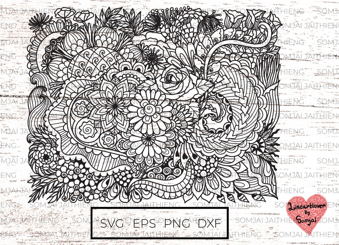 Abstract Flowers Background Svg / Zentangle Svg / Mandala Svg/ Floral ...