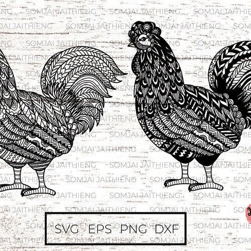 Two Stlyes of Rooster Svg / Rooster Svg / Zentangle Svg / - Etsy