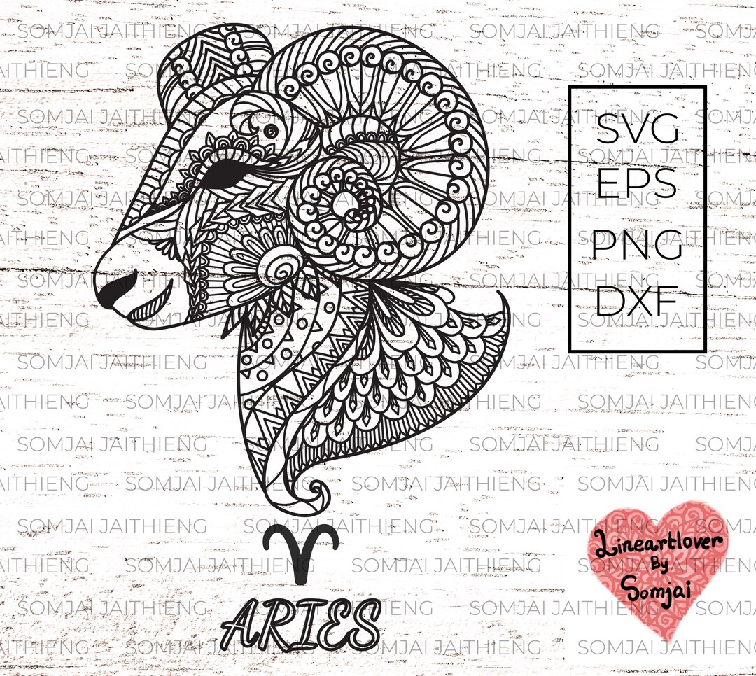 Aries Svg / Zodiac Svg / Zentangle Svg / Mandala Svg / Horn Sheep Svg ...
