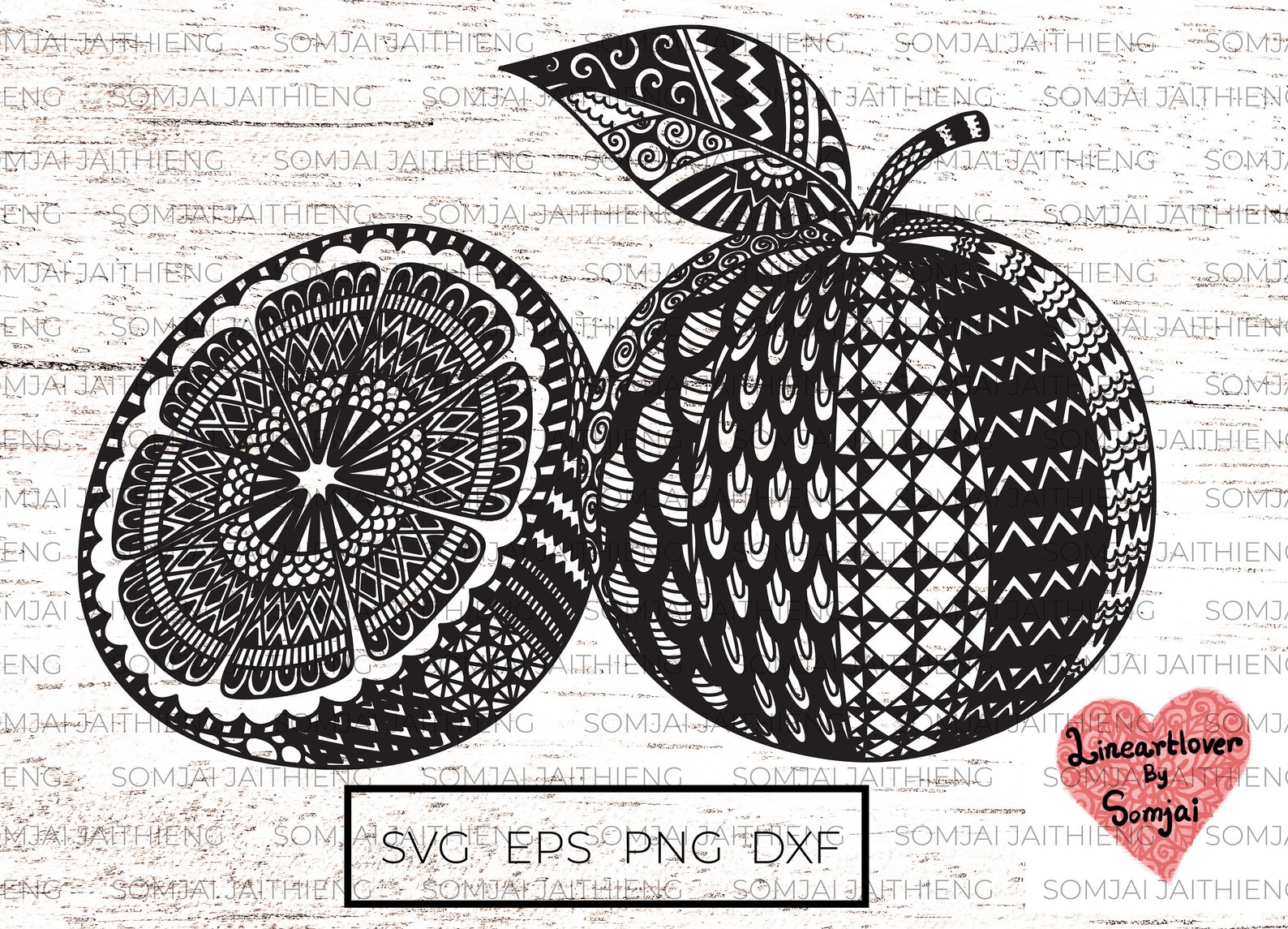 Two Styles of Orange Svg / Zentangle Svg / Mandala Svg / Fruit Svg ...