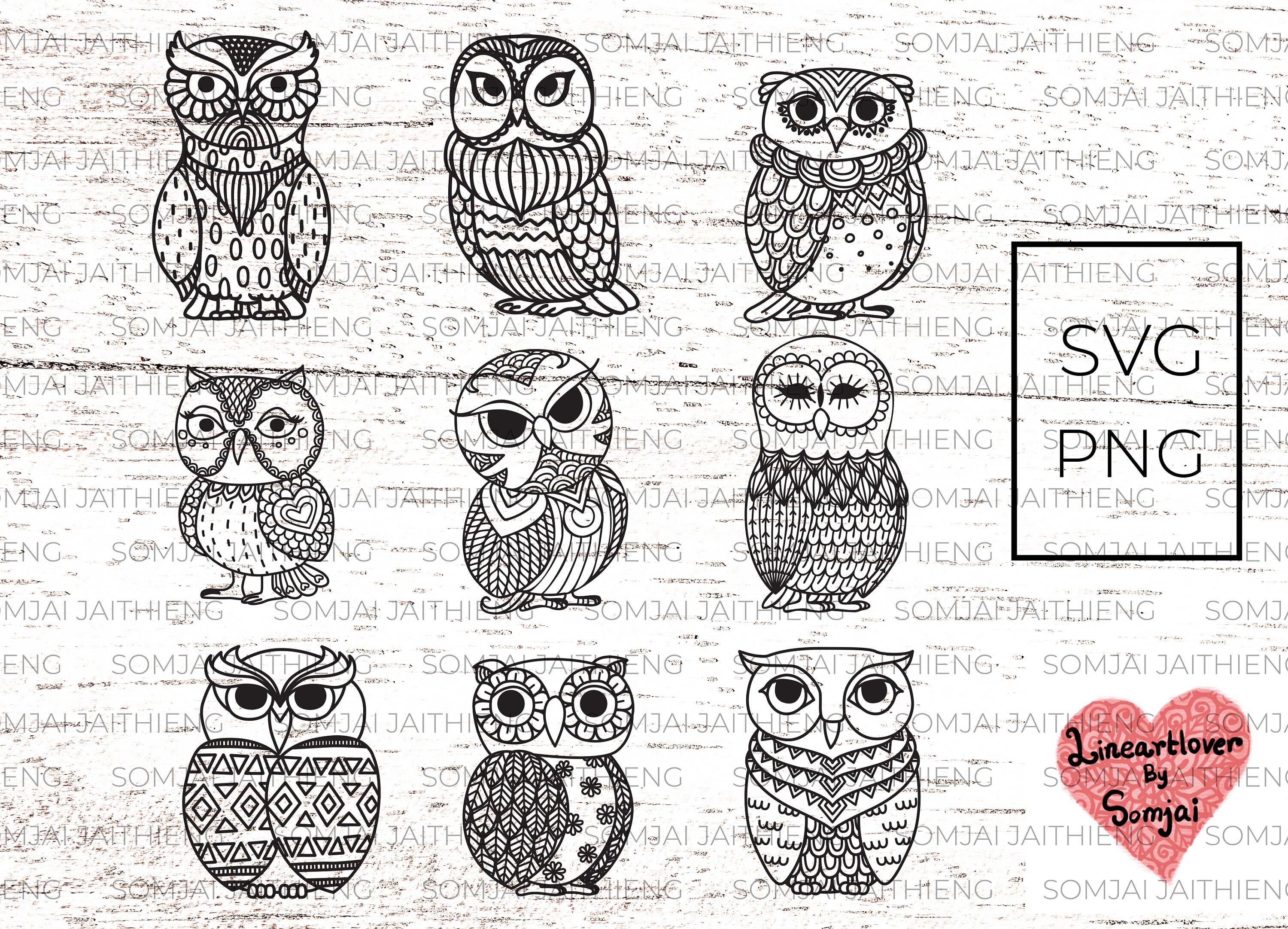 Nine Cute Owls Svg / Owl Svg / Zentangle Svg / Bird Svg / Boho - Etsy