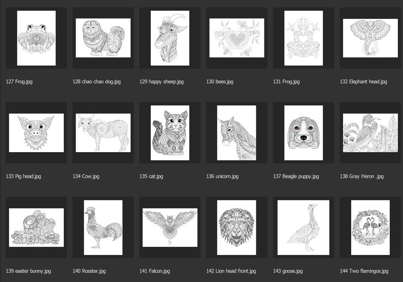 150 Animal PDF Files for Coloring Book KDP by the Real | Etsy