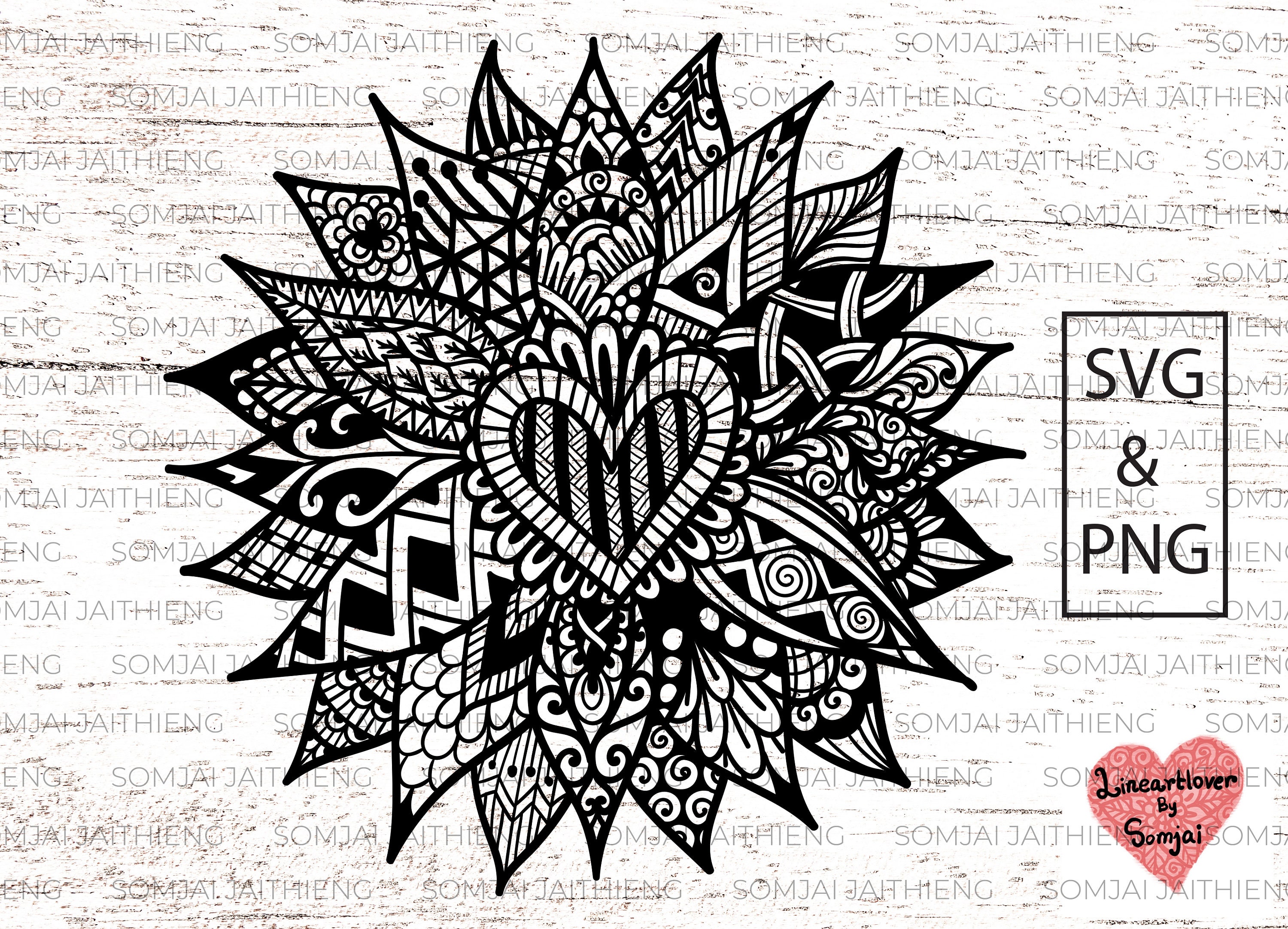 4 Designs of Hand Drawn Sunflower Mandala Style for Both Personal Use ...