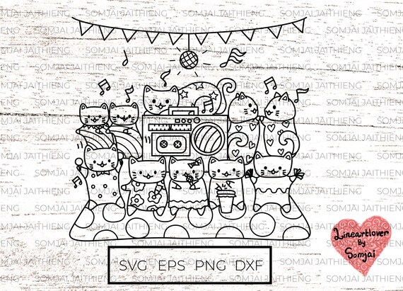 Cute Cats in Party Svg /birthday Party/ Celebration / New Year | Etsy