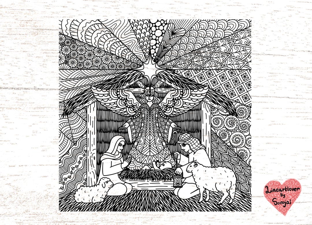 Nativity Scene of Christmas Svg, Nativity Scene Zentangle Svg, Mandala ...