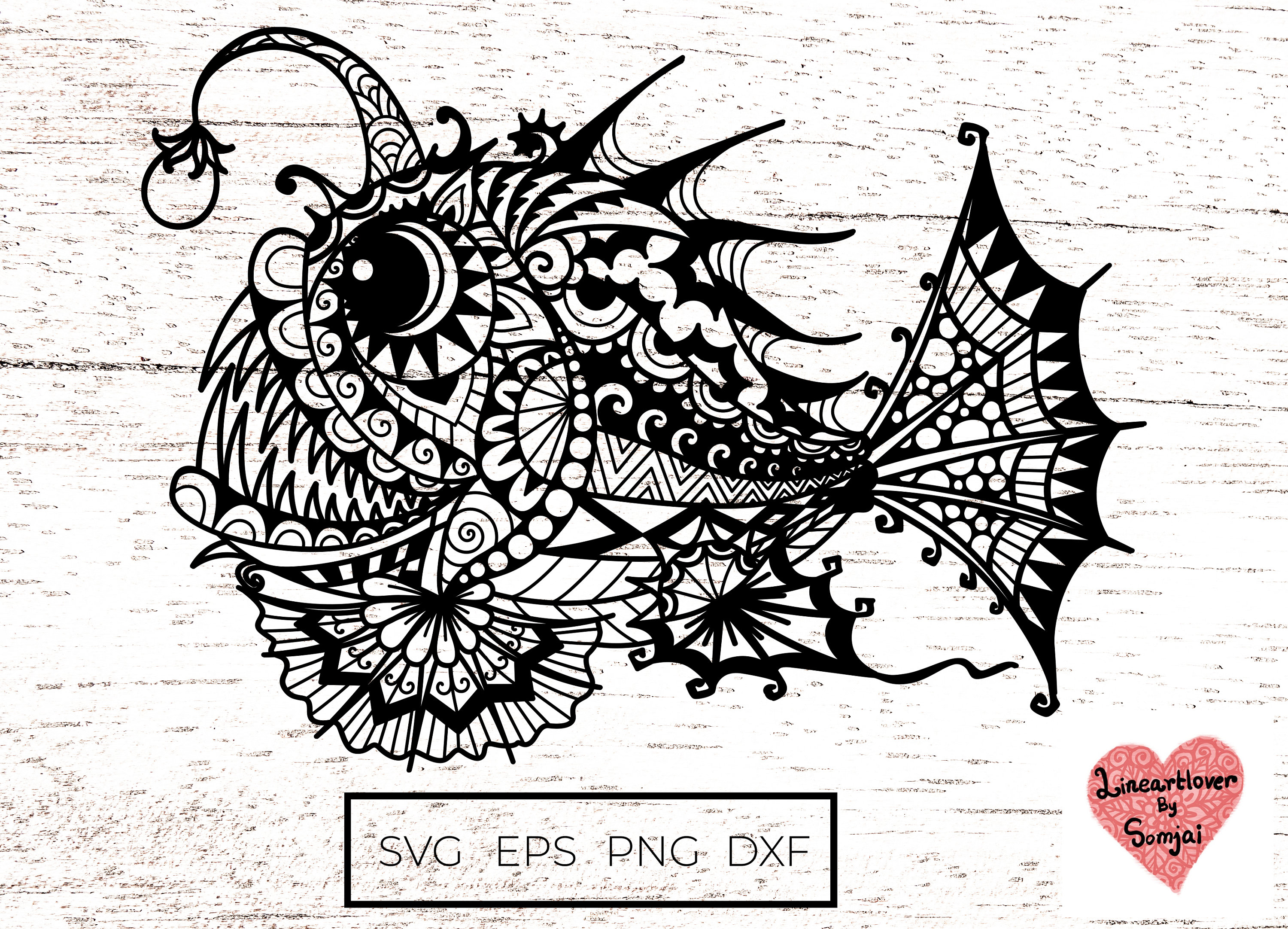 2 Styles of Anglerfish Svg / Zentangle Svg / Mandala Svg/ - Etsy