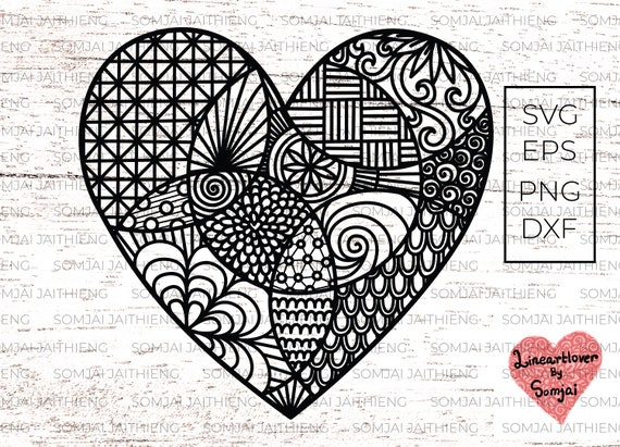 Zentangle Heart Svg / Heart Svg / Zentangle Svg/ Mandala Svg/ - Etsy