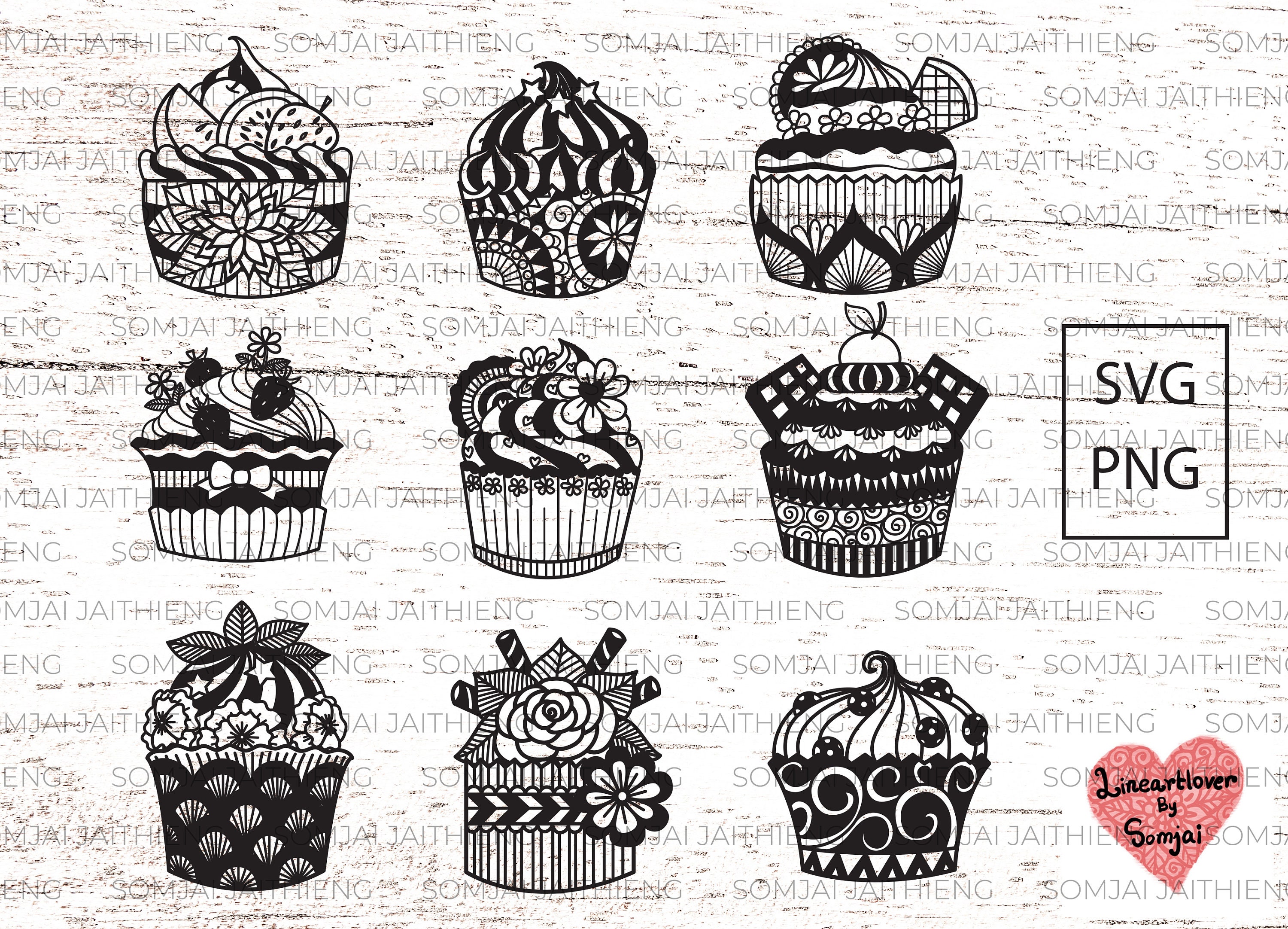 9 Cupcakes svg cupcakes zentangle svg zentangle svg mandala | Etsy