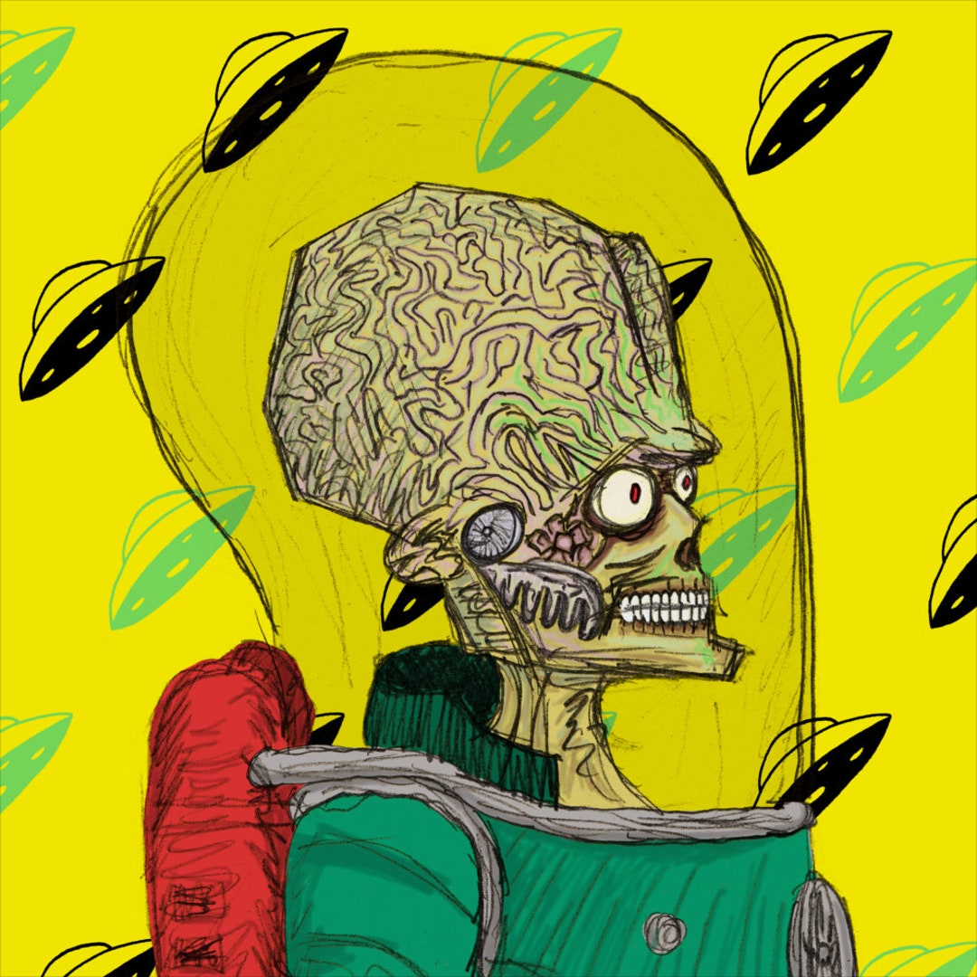 Mars Attacks Martian Alien Art Print/poster Based on the Tim Burton ...