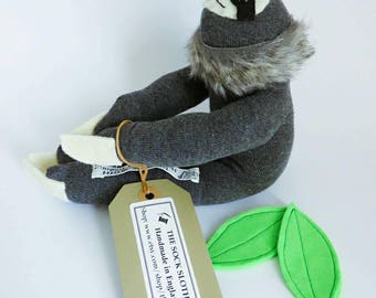 Small Sloth, Mini Sloth, Sock Animal, Sock Sloth, Sock Pet, OOAK, Plush ...