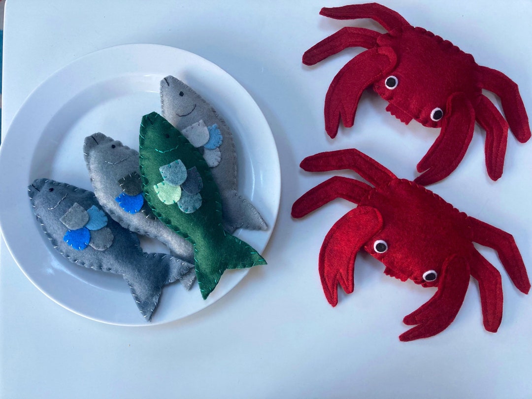 Felt Embroidered Fish, Felt Crab, Plush Fish, Sealife, Hand Sewn - Etsy