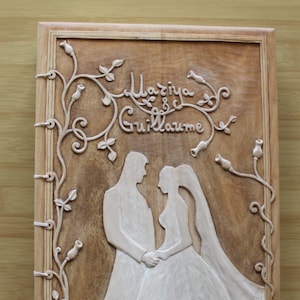 Personalized Wedding Album, Photo Album With Wooden Covers, Hand Carved ...