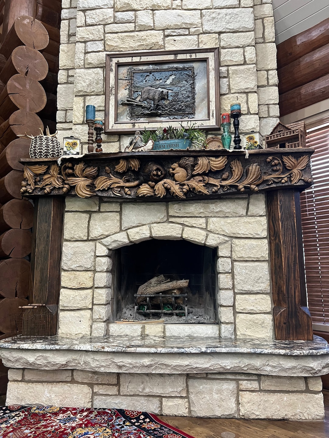 Forest Wildlife; Grande Mantel Shelf, Bears; Deer; Birds Singing ...