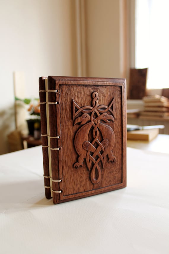 Guardians Blank Book With Wooden Covers Carved Notebook | Etsy