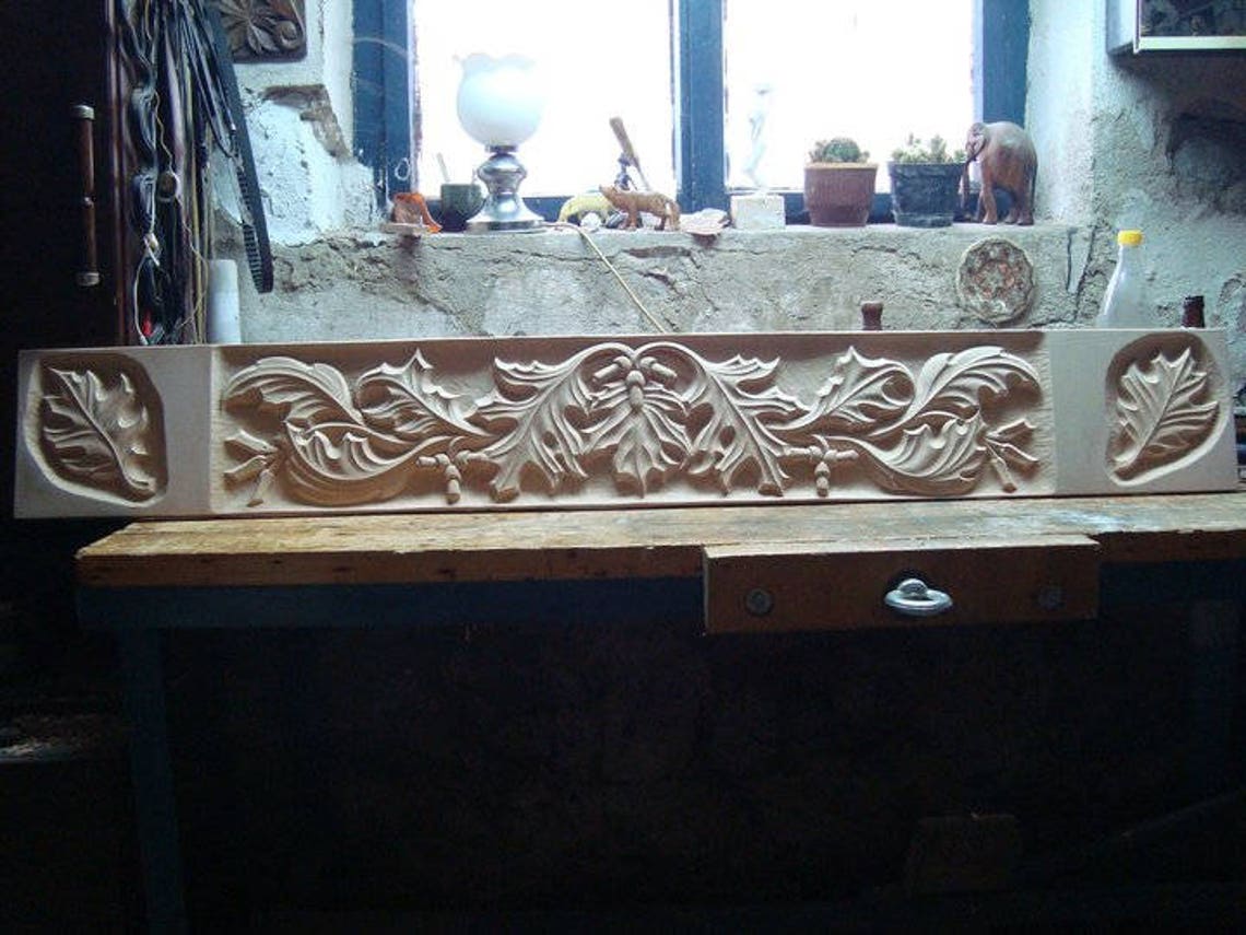 Oak Leaves, Carved Wall Panel, Leafs Ornaments, Wall Decor Living Room ...