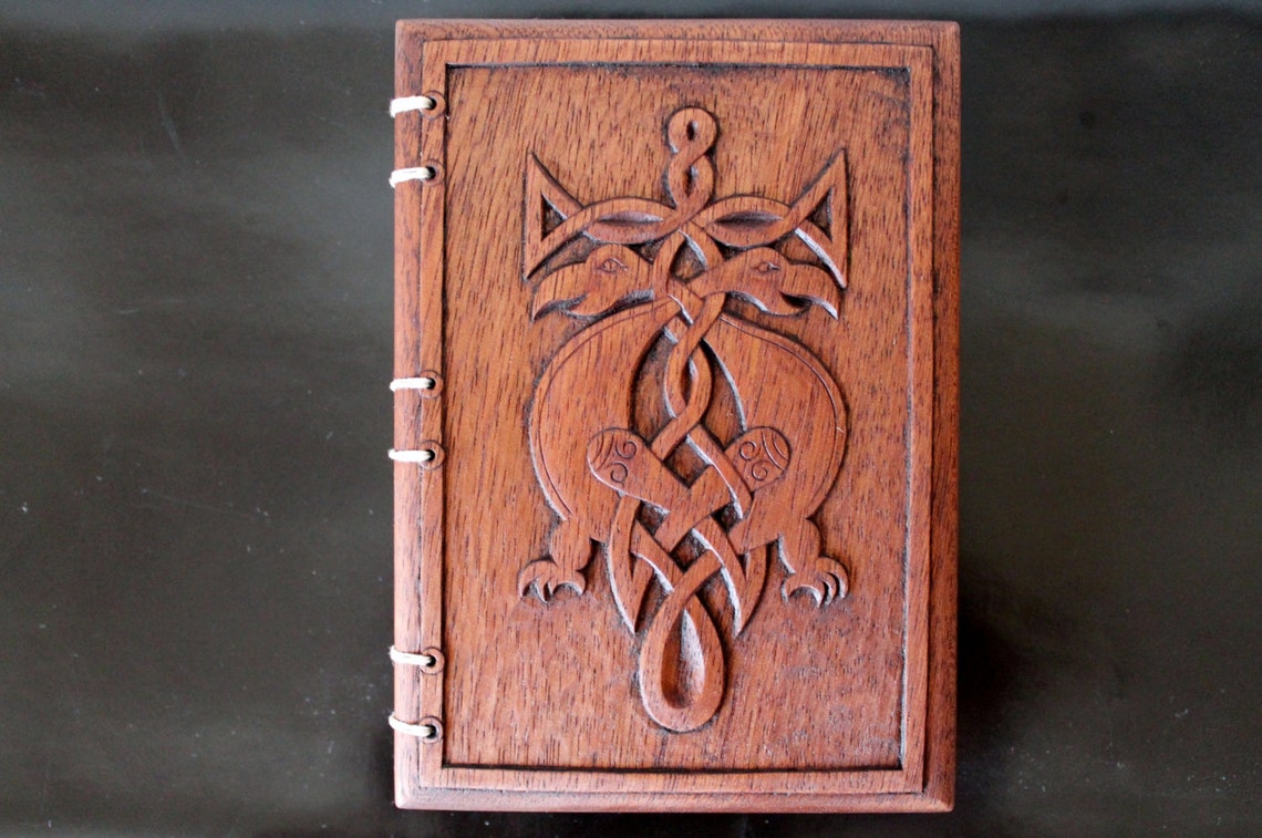 Guardians, Blank Book With Wooden Covers, Carved Notebook, Mythology ...
