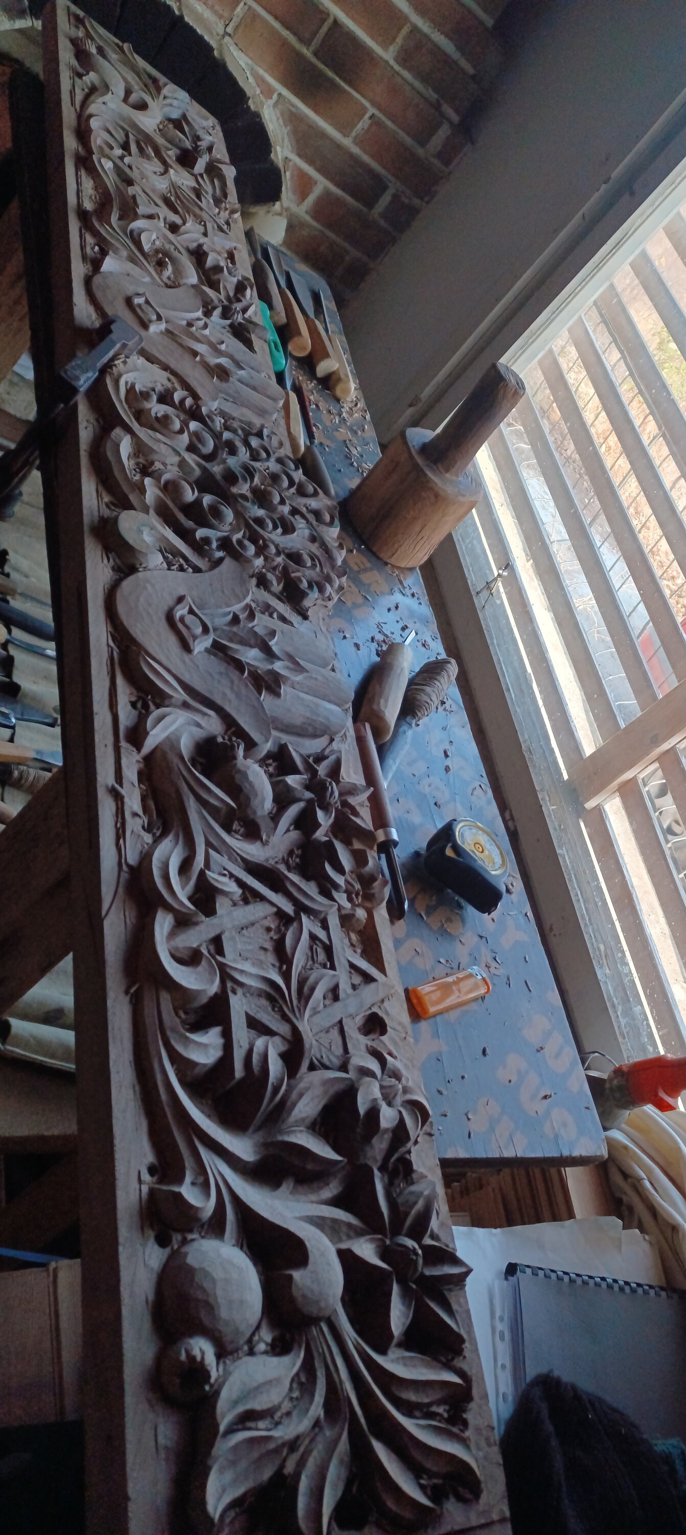 Mantel Shelf With Jewish Symbols; Fireplace Mantel; Woodcarving; Hand ...